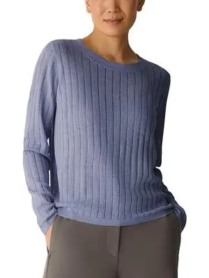 Eileen Fisher Super Fine Merino Wool Crewneck Sweater - Skylark