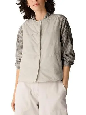 Eileen Fisher Quilted Round Neck Vest - Plaster