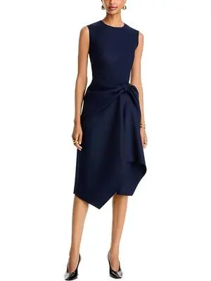 Oscar De La Renta Sleeveless Draped Cocktail Dress - Navy