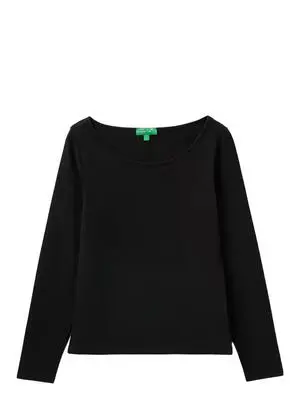 BENETTON Long-sleeve Scoop-neck T-shirt - Black