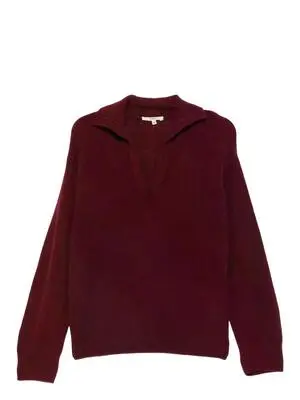 Barena Venezia Merlot V-neck Spread Collar Sweater - Red