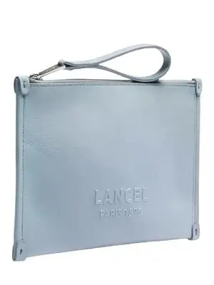 LANCEL Logo-debossed Leather Pouch By - Blue