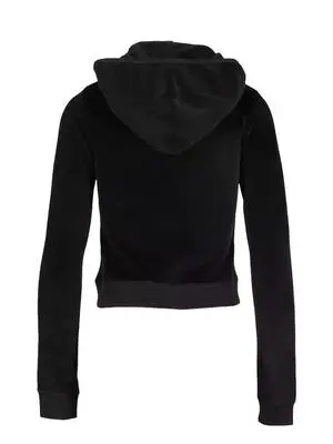 604SERVICE 604SERVICE Velvet Finish Cross Charm Hoodie