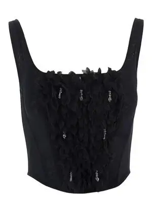 IANIRA MEDA Sleeveless Embellished Top - Black