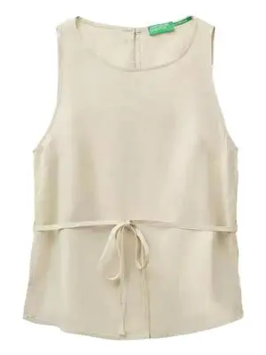 BENETTON United Colors Of Sleeveless Tie-waist Blouse - Neutrals