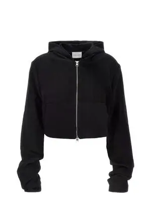 7 For All Mankind Cropped Zip Hoodie - Black