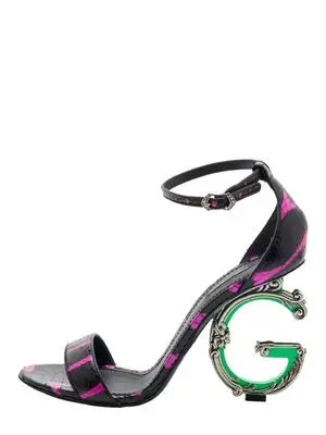 DOLCE & GABBANA Dolce & Gabbana Snakeskin-Effect Baroque DG Heel Sandals