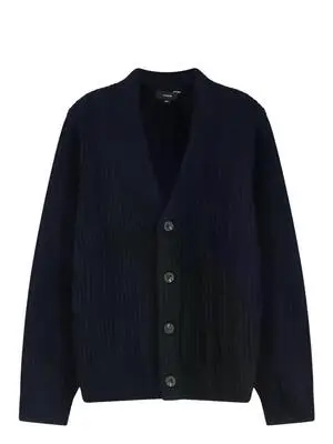 Vince Ribbed Knit Cardigan - Blue