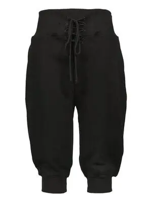 604SERVICE Cropped Track Pants With Lace-up Detail - Black