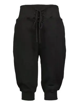 604SERVICE Cropped Track Pants With Lace-up Detail - Black