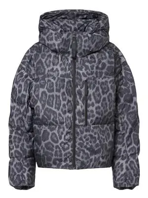 Adidas By Stella McCartney Hooded Leopard-print Puffer Jacket - Grey