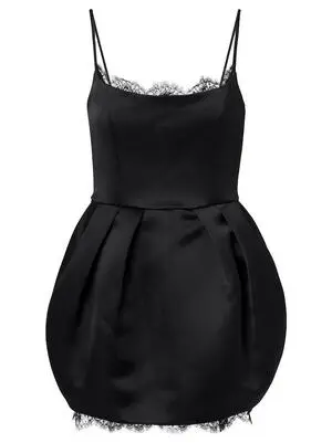 Blumarine Lace-trimmed Duchesse Mini Dress - Black