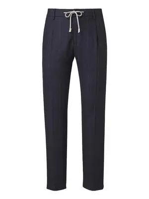 Eleventy Wool, Cotton, And Cashmere Tapered Pants In Blu - Blue
