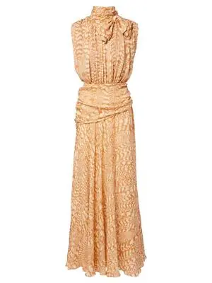 Johanna Ortiz Saffron Breeze Printed Silk Georgette Gown - Orange