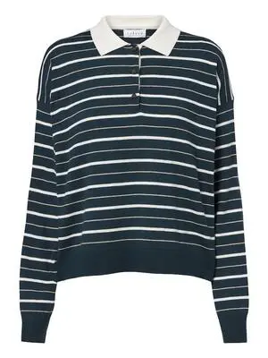 Velvet By Graham & Spencer Kaelin Striped Cotton Polo Sweater - Multicoloured
