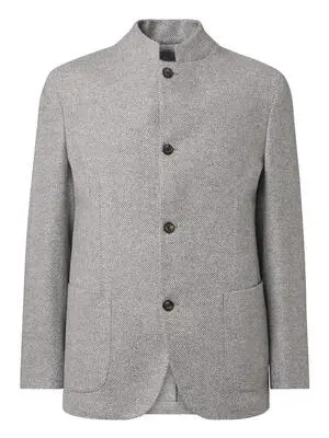 Eleventy Herringbone Cashmere And Silk Blazer - Grey