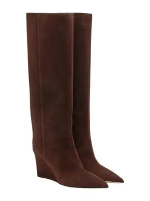 JIMMY CHOO Suede Wedge Knee-high Boots - Brown