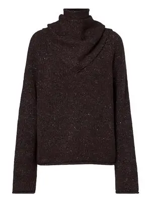 Velvet By Graham & Spencer Kana Scarf-detail Wool-blend Sweater - Brown