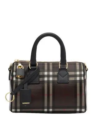 Burberry Check Mini Canvas Bowling Bag - Brown