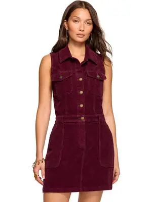 Ramy Brook Peyton Corduroy Collared Sleeveless Mini Dress - Cranberry