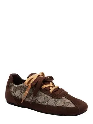 COACH OUTLET Coach Signature Jacquard And Suede Soft Sneaker - Maple/oak