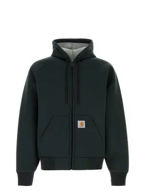 Carhartt Work In Progress Car-lux Hooded Jacket In Slate Polyester And Cotton - Black