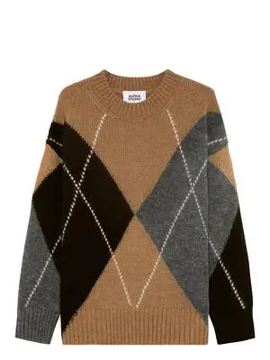Alpha Studio Argyle Crewneck Sweater - Var.marrone