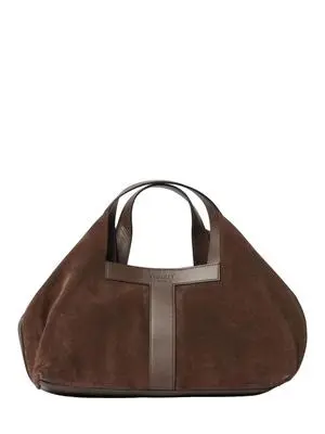 TWINSET Suede Flared Handbag With Double Handle - Coffee