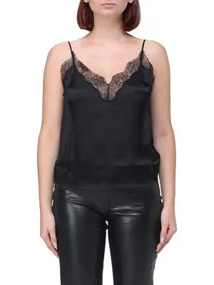 ANINE BING Anine Bing Silk Blend V-Neck Evening Top With Lace Inserts And Adjustable Straps