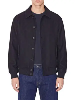 FERRAGAMO Wool Blend Bomber Jacket With Classic Collar - Black