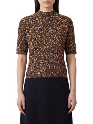 TWINSET Animal Print Mock Neck Jumper - Brown