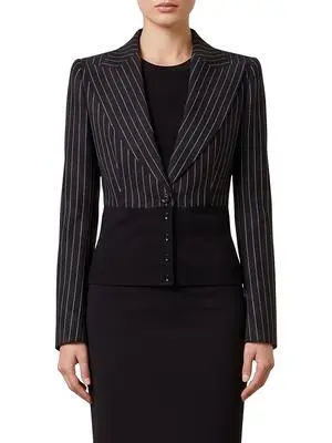 DOLCE & GABBANA Dolce & Gabbana Slim Fit Pinstriped Wool Single-Breasted Blazer With Peak Lapels