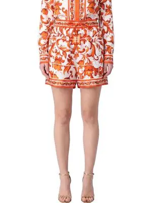 Dolce & Gabbana Majolica Print High-waisted Cotton Shorts - Black