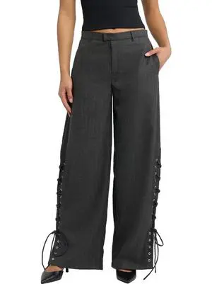 FENERS Delirio Lace-up Wide Leg Pants - Gris