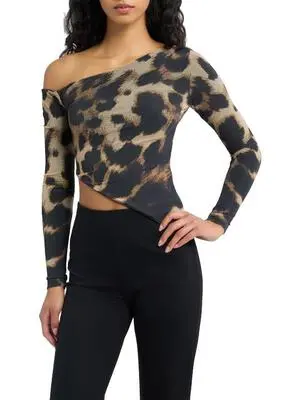 FENERS Mirada Asymmetrical Print Top - Leopard