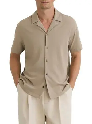 REISS River Textured Camp Shirt - Stone