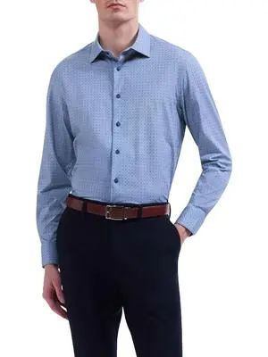Bugatchi James Ooohcotton Print Long Sleeve Button-up Shirt Teal