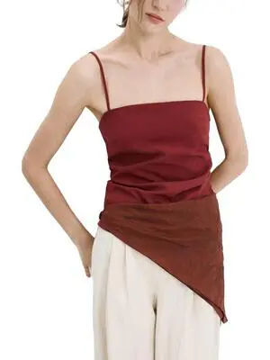 Mango Square Neck Spaghetti Strap Top - Red