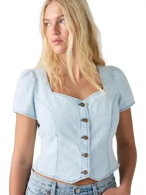 LEVI'S Miette Short-sleeve Denim Top - Text Her