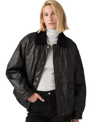 LEVI'S Waxed Cotton Dad Bomber Jacket - Black