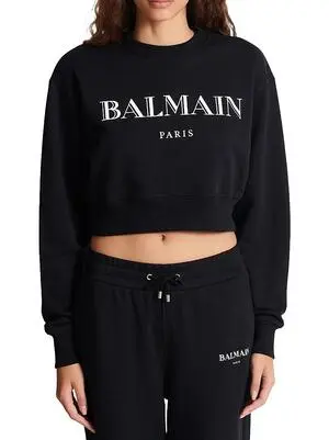 Balmain Printed Crewneck Sweatshirt - Black