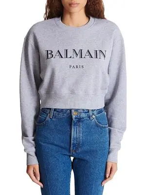 Balmain Printed Crewneck Sweatshirt - Grey
