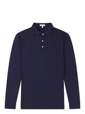 Peter Millar Herringbone Cotton-blend Polo Shirt - Navy