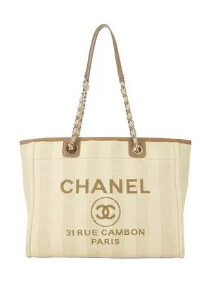 CHANEL Chanel Raffia Deauville Small Tote Bag