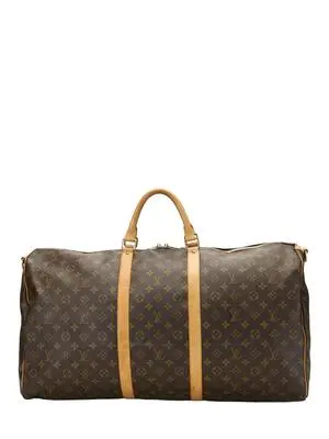 LOUIS VUITTON Monogram Keepall Bandouliere 60 Duffle Bag - Brown