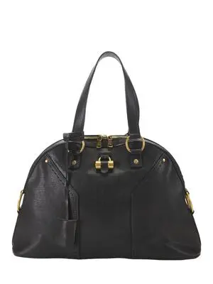 Saint Laurent Grained Leather Muse Top Handle Bag - Black