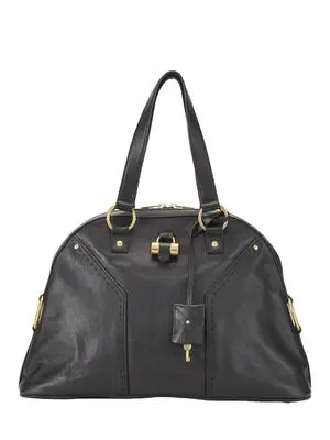 Saint Laurent Grained Leather Muse Top Handle Bag - Black