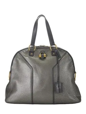 Saint Laurent Perforated Muse Top Handle Bag - Grey