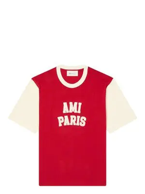 AMI Paris Logo-appliquéd Cotton-jersey T-shirt - Red