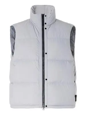 Stone Island Logo-appliquéd Padded Ripstop Down Vest - Gray